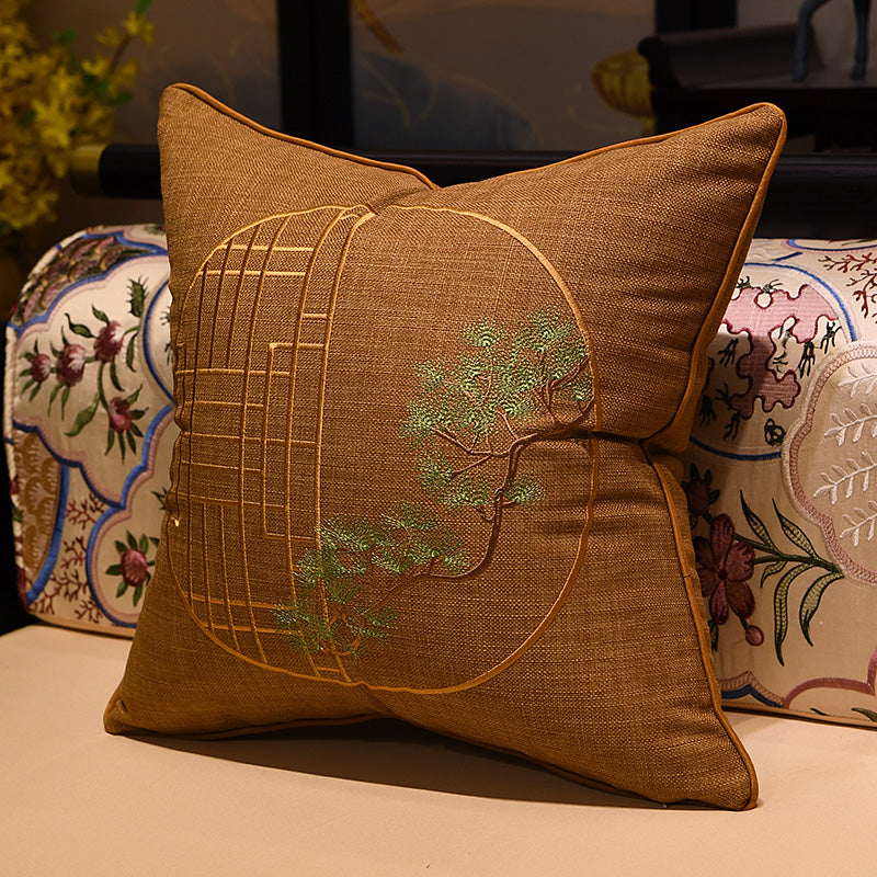 Pine Embroidery Linen Traditional Chinese Cushion Covers – IDREAMMART