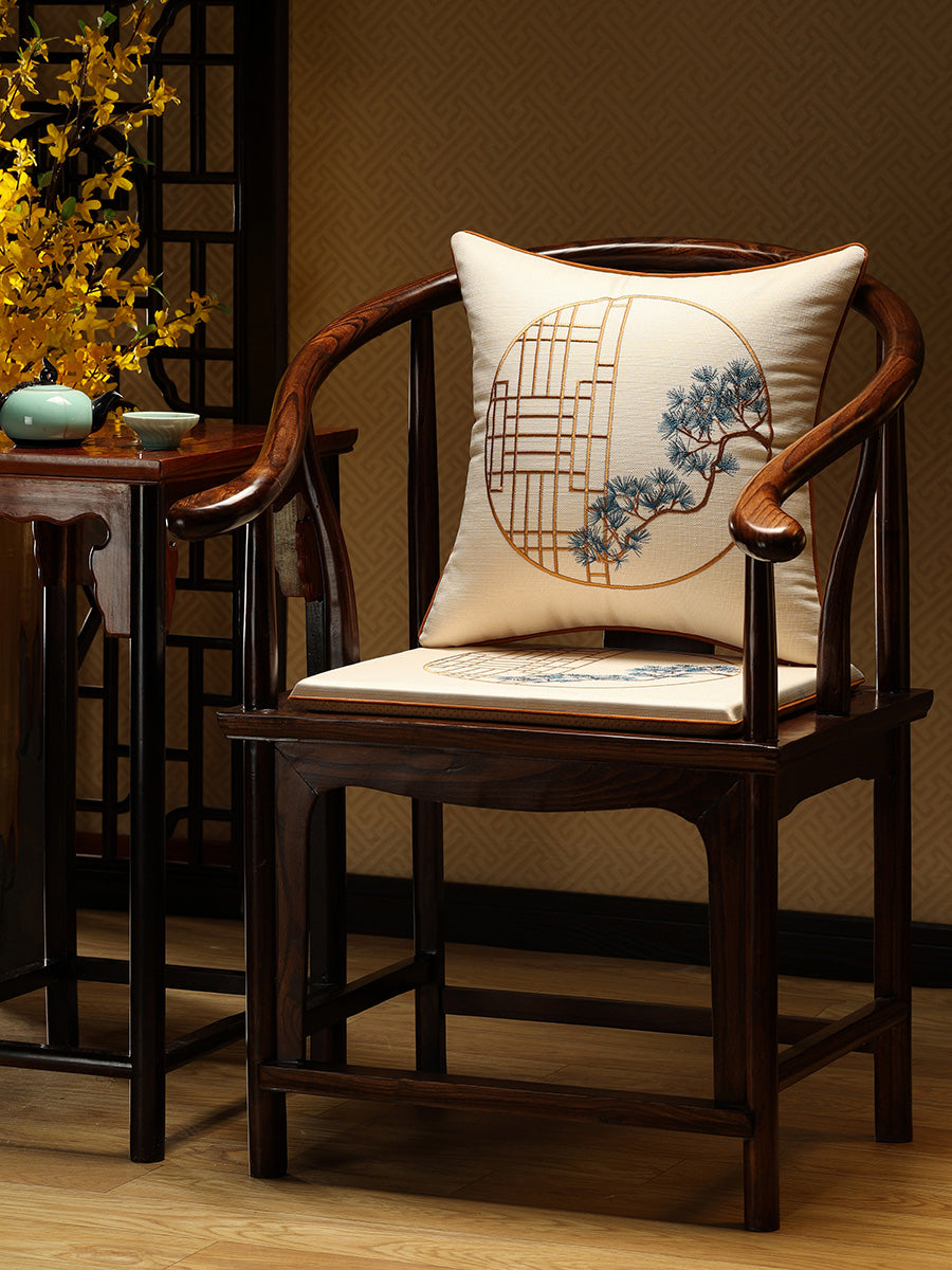Pine Embroidery Linen Traditional Chinese Seat Cushion – IDREAMMART