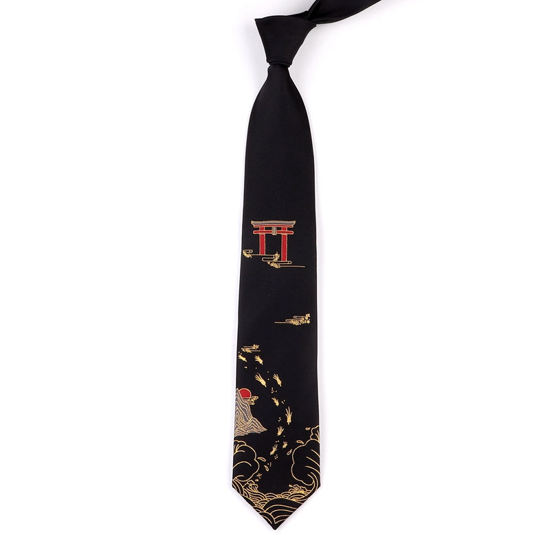 Japanese Landscape Painting Pattern Oriental Style Gentleman Necktie ...