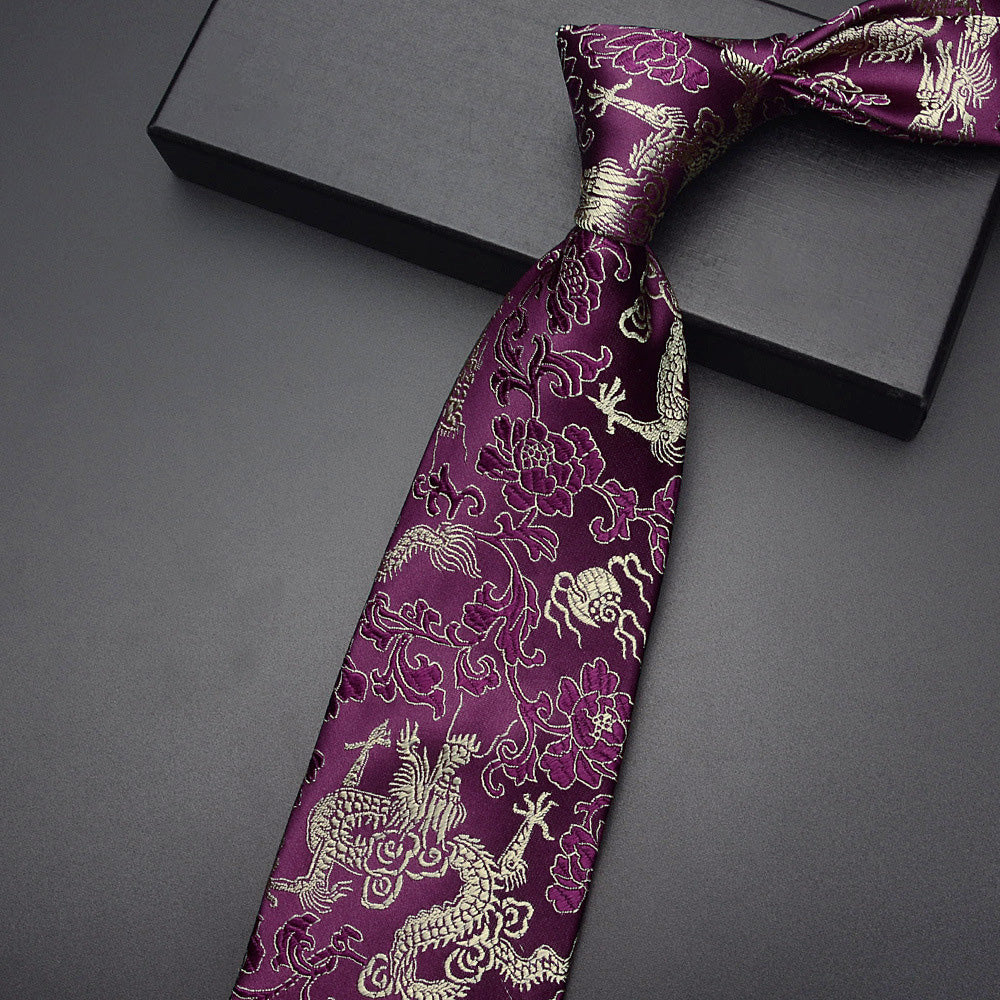 Dragons Pattern Brocade Oriental Style Gentleman Necktie – IDREAMMART