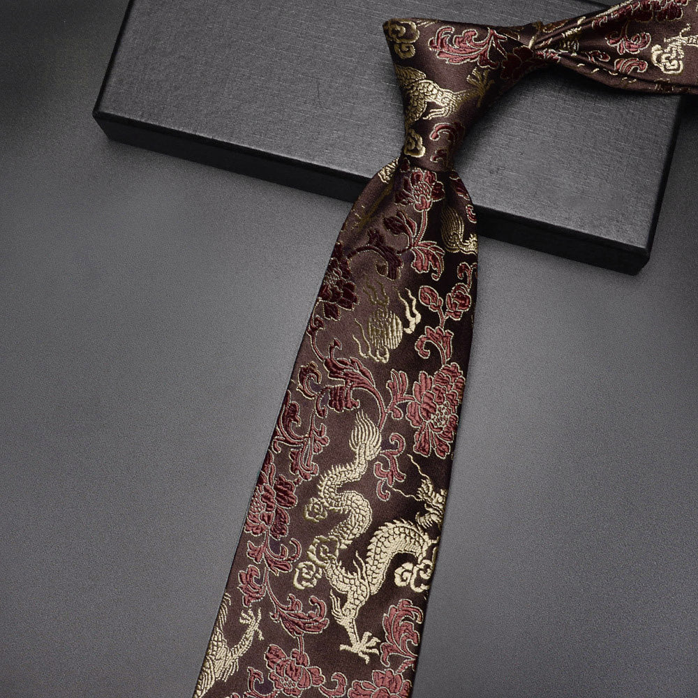 Dragons Pattern Brocade Oriental Style Gentleman Necktie – IDREAMMART
