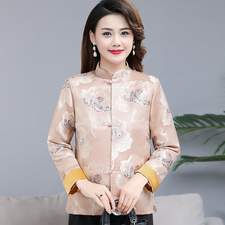 Floral Embroidery Brocade Women's Chinese Style Wadded Coat – IDREAMMART