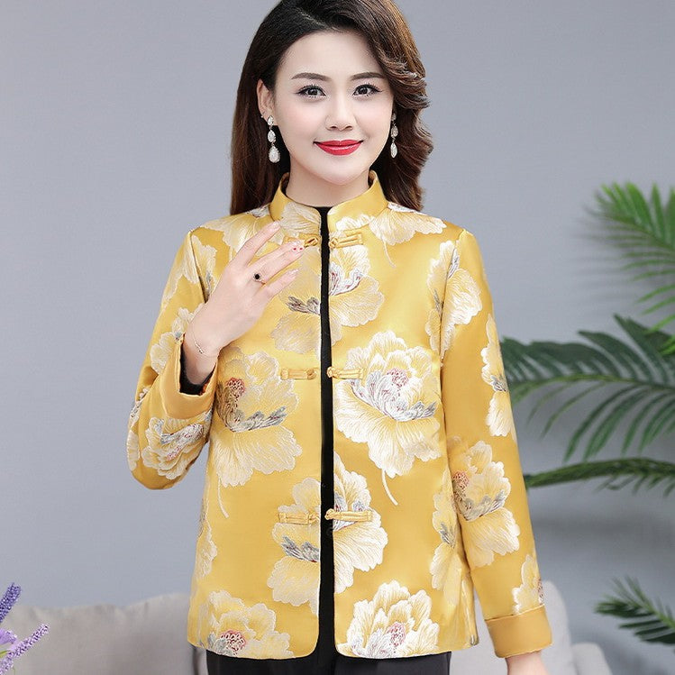 Floral Embroidery Brocade Women's Chinese Style Wadded Coat – IDREAMMART