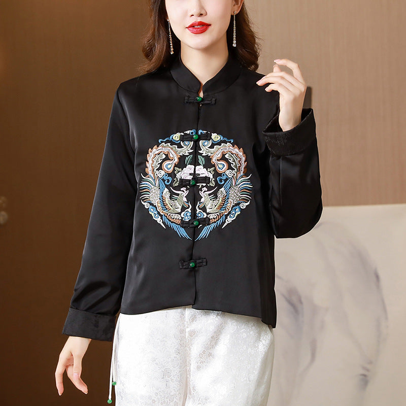 Phoenix Embroidery Brocade Women's Chinese Style Wadded Coat – IDREAMMART